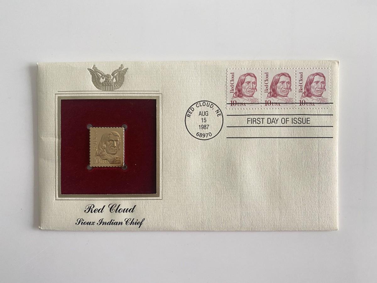 Red Cloud Sioux Indian Chief Gold Stamp Replica First Day Cover ...