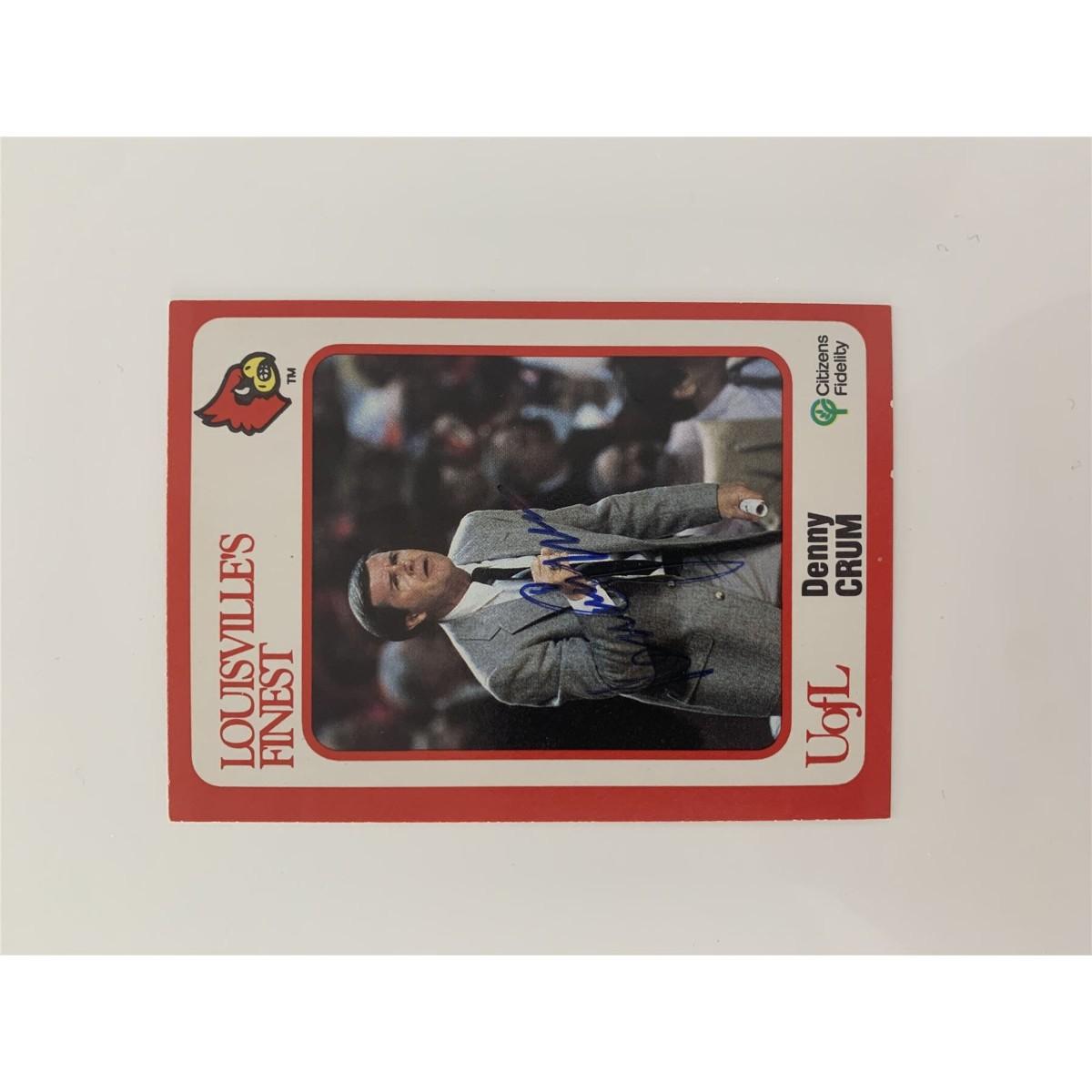 Denny Crum signed basketball card | EstateSales.org
