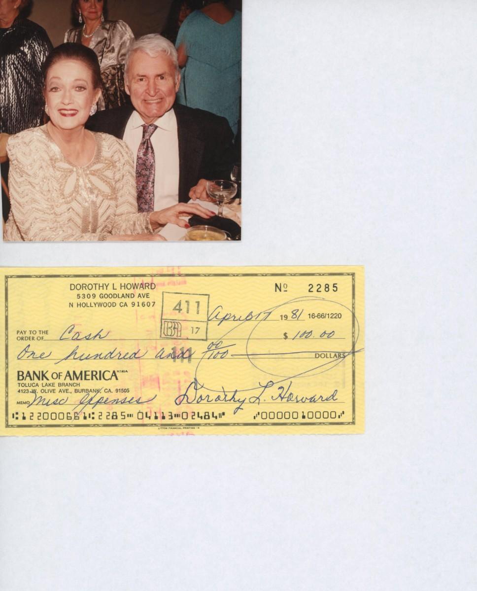 Dorothy Lamour signed check | EstateSales.org