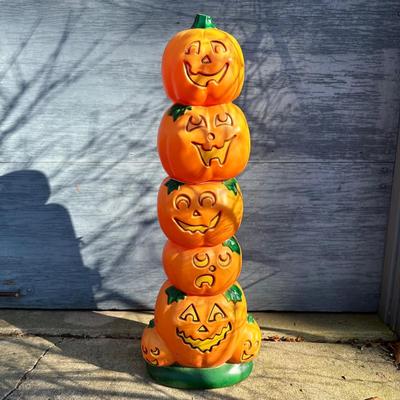 LOT 156F: Halloween Pumpkin Stack Totem Blow Mold Yard Decoration By ...