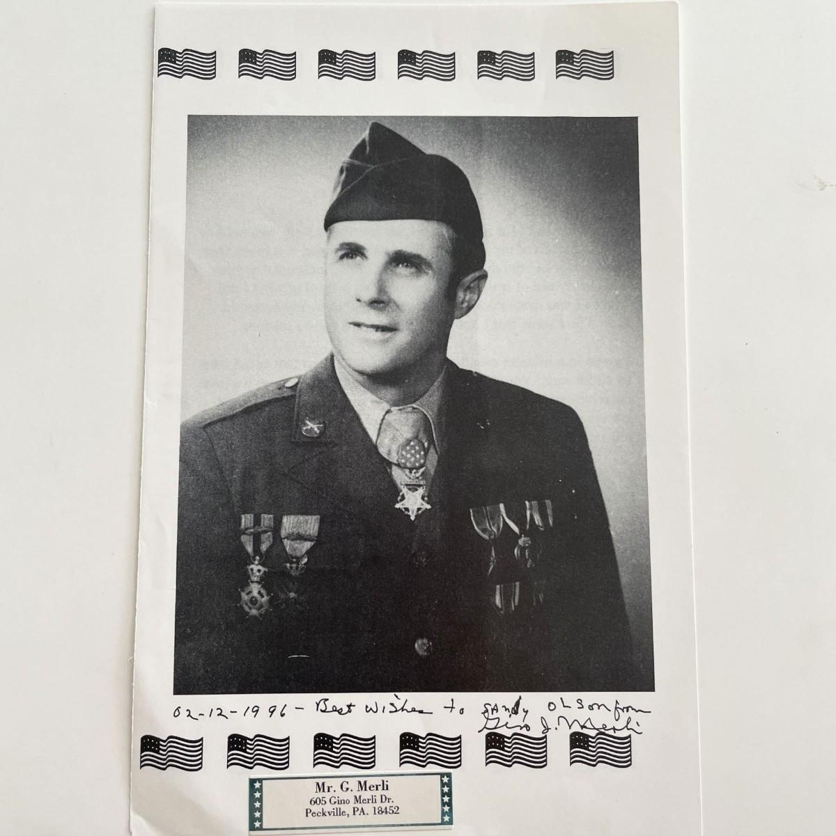 WWII Medal of Honor Gino J. Merli signed photo | EstateSales.org