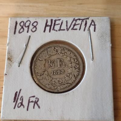 1898 Helvetia Swiss Silver 1/2 Franc Coin | EstateSales.org