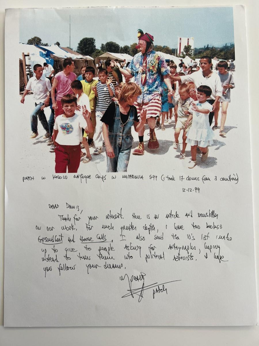 Clown Patch Adams signed letter | EstateSales.org