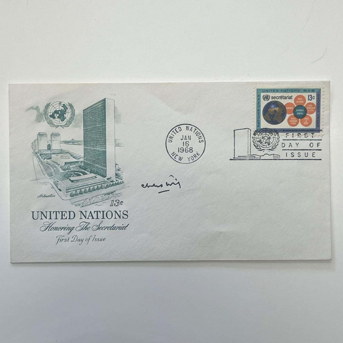 United Nations Signed First Day Cover - New York 1968 | EstateSales.org