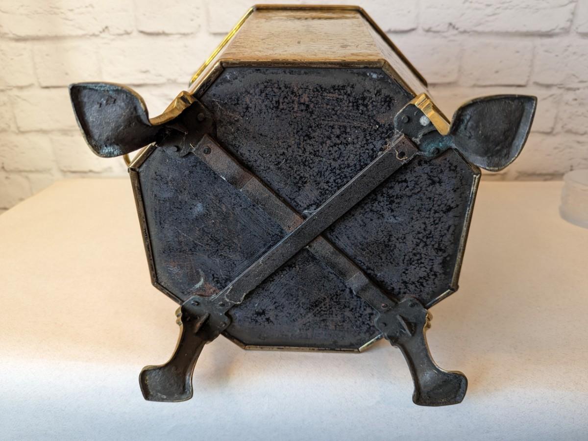 Antique English Hammered Brass & Copper Coal Keeper | EstateSales.org