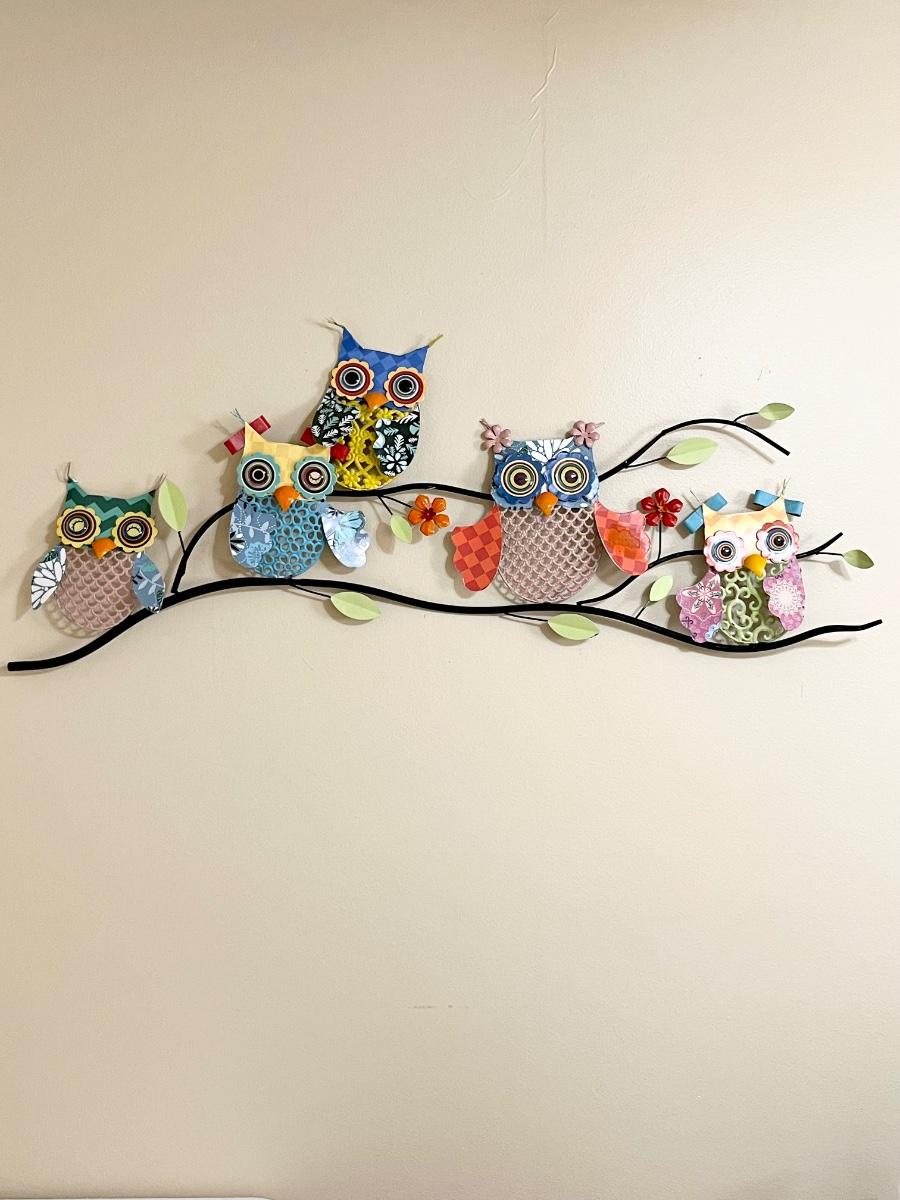 Colorful Metal Owl Wall Decor | EstateSales.org