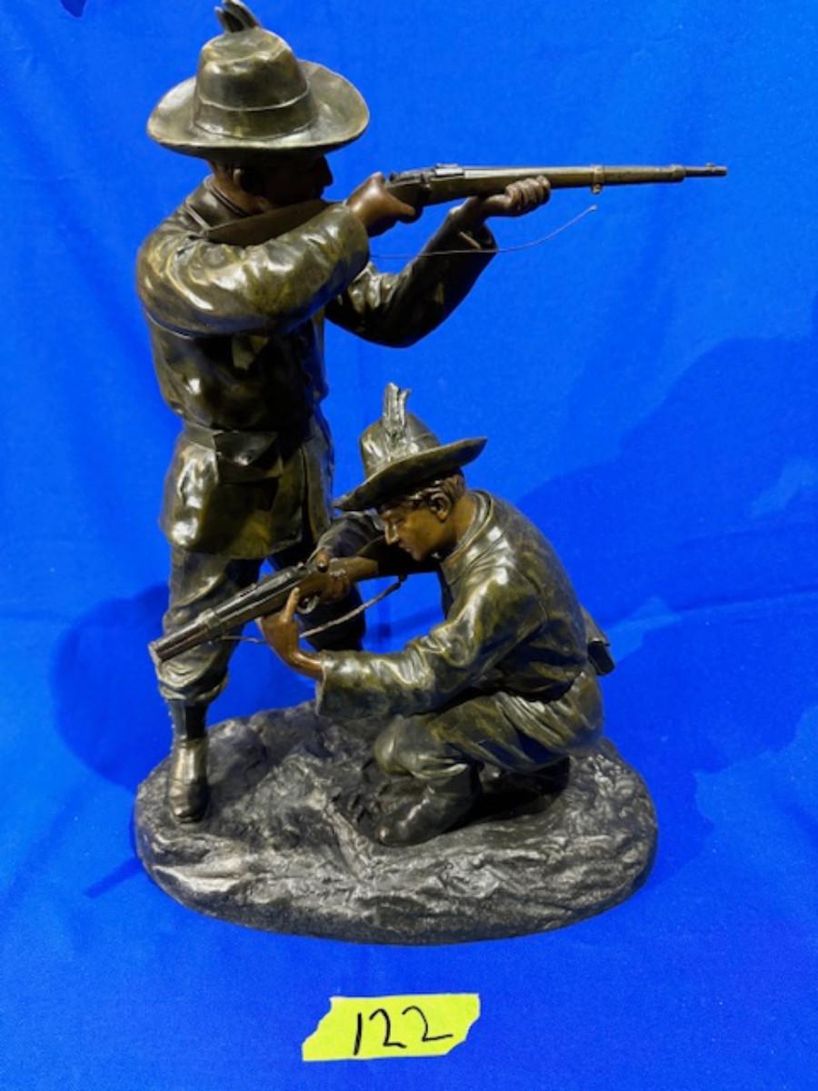 2 military men bronze statue | EstateSales.org