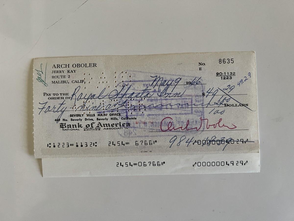 Arch Oboler signed check | EstateSales.org