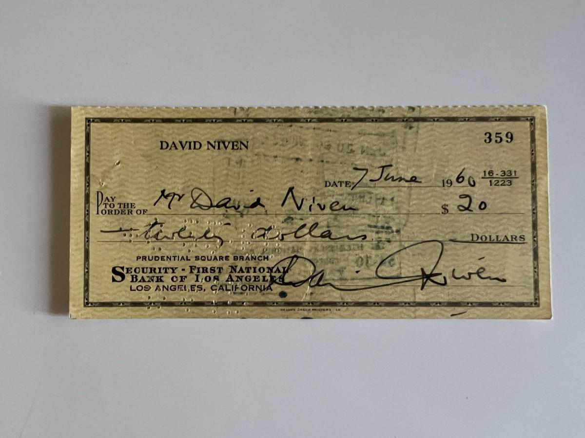 David Niven signed check | EstateSales.org