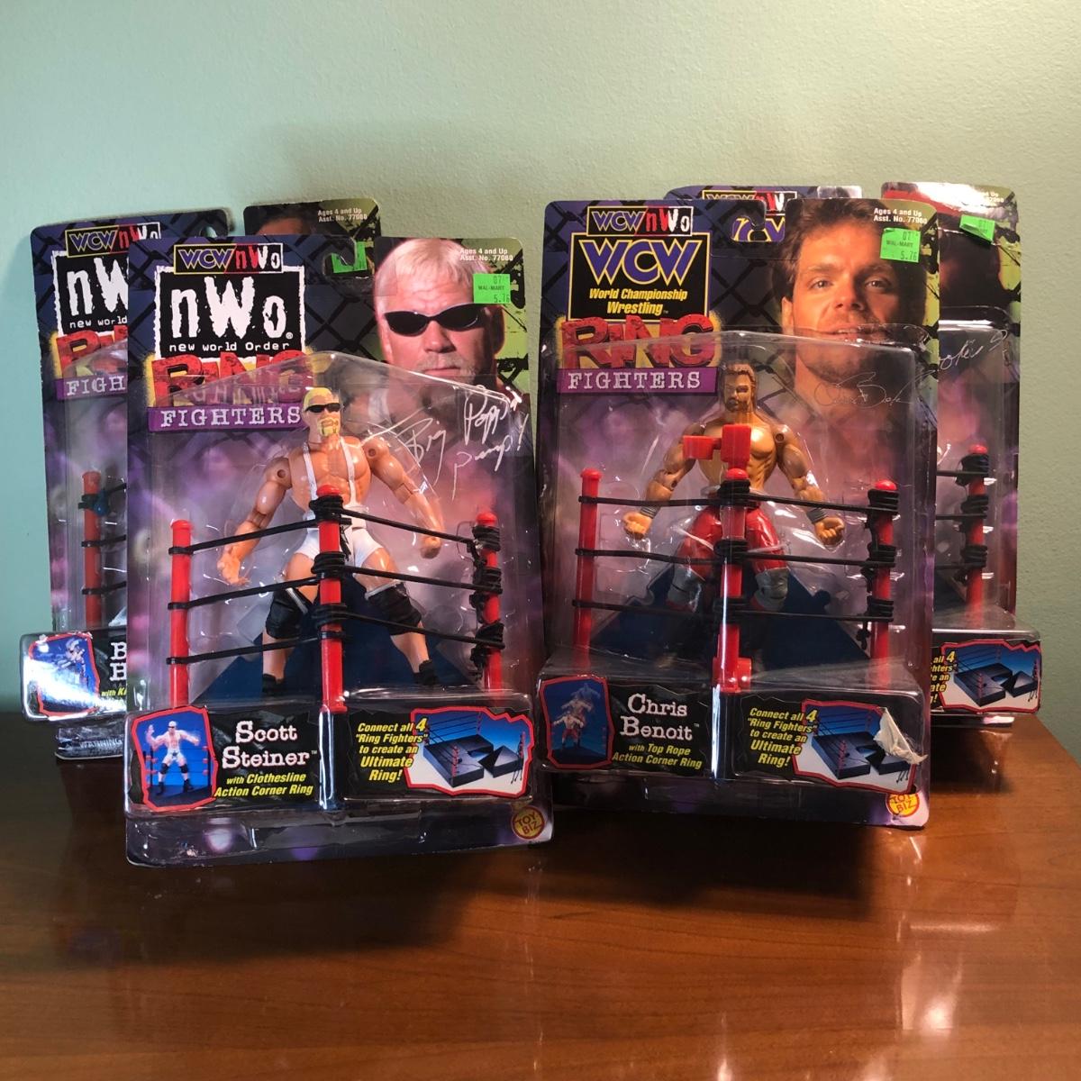 LOT 108MBC: NIP 1999 Toy Biz WCW New World Order Ring Fighters - Scott Steiner, Chris Benoit ...