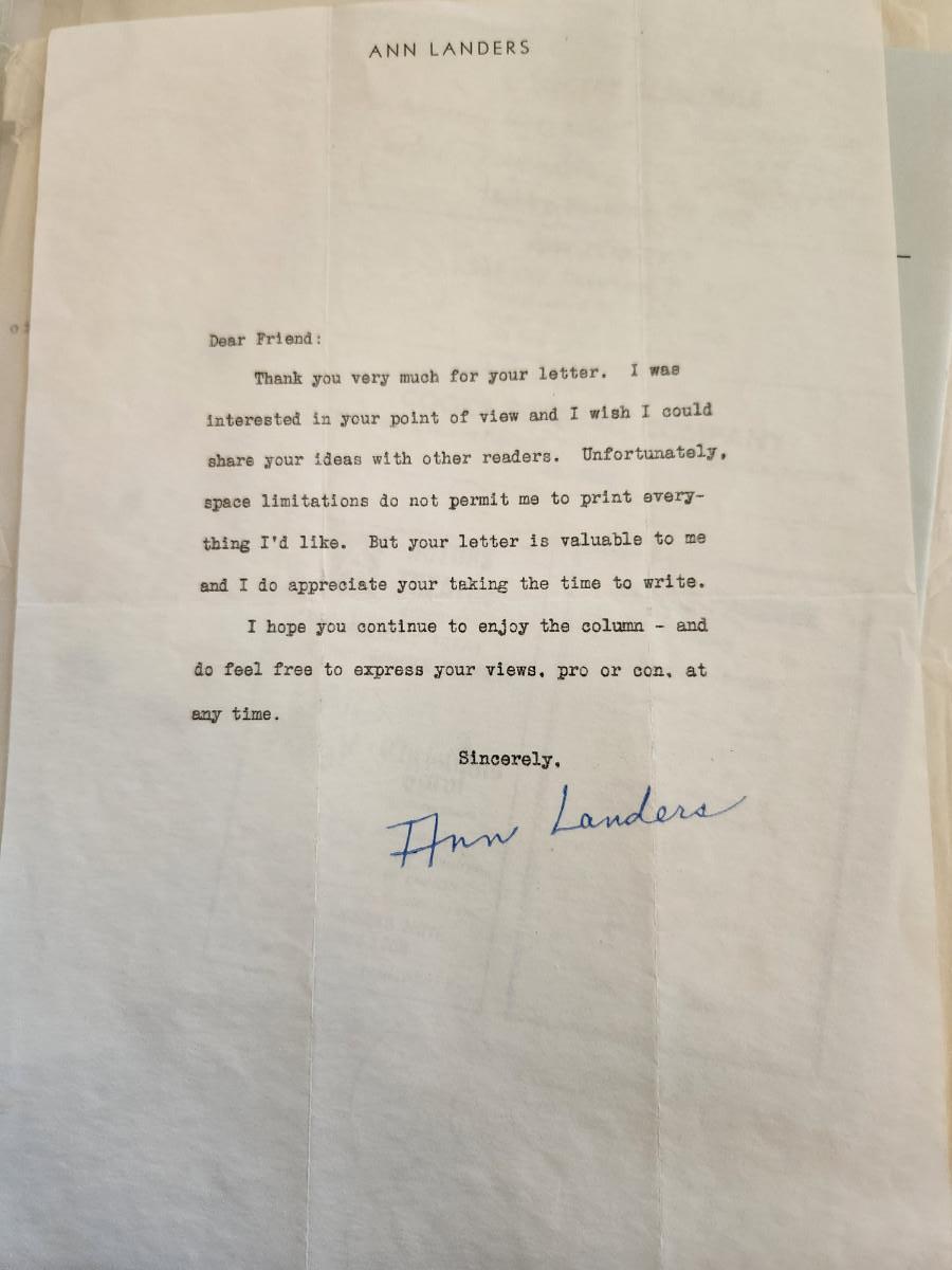 Autographed Letter From Ann Landers | EstateSales.org