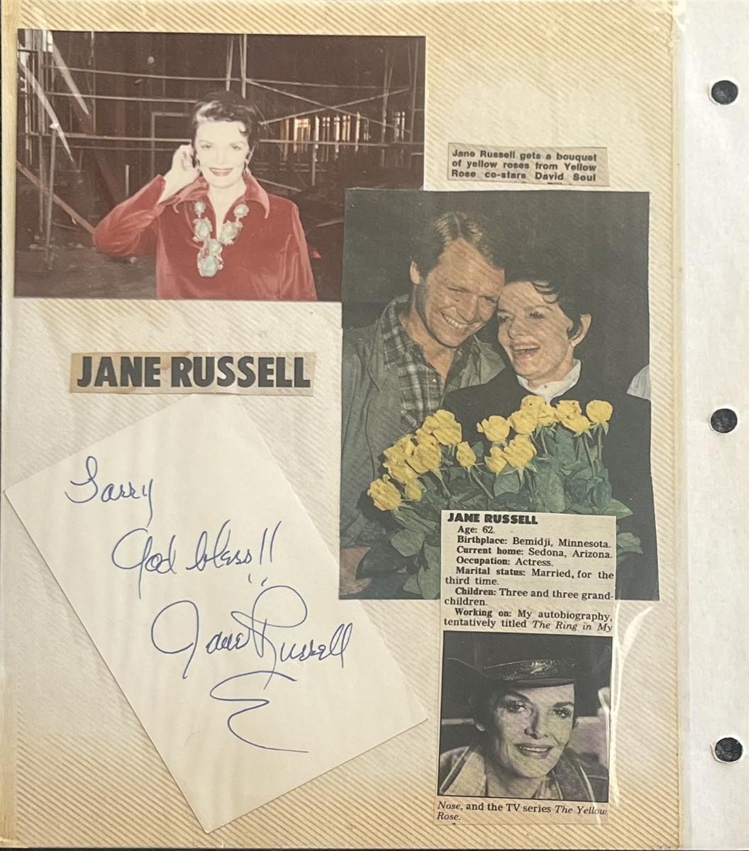 Jane Russell signed photo album page | EstateSales.org