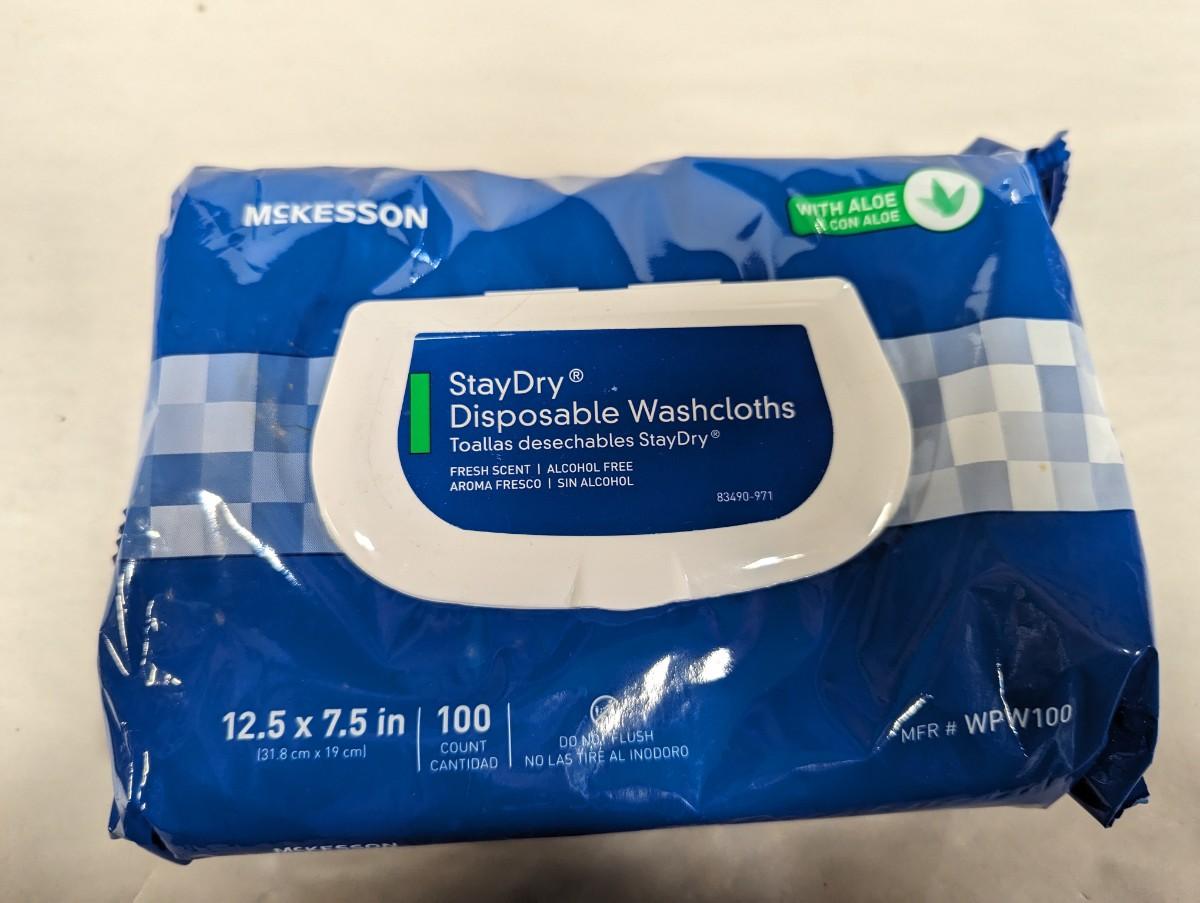 5 Packs Of McKesson StayDry Disposable Washcloths | EstateSales.org