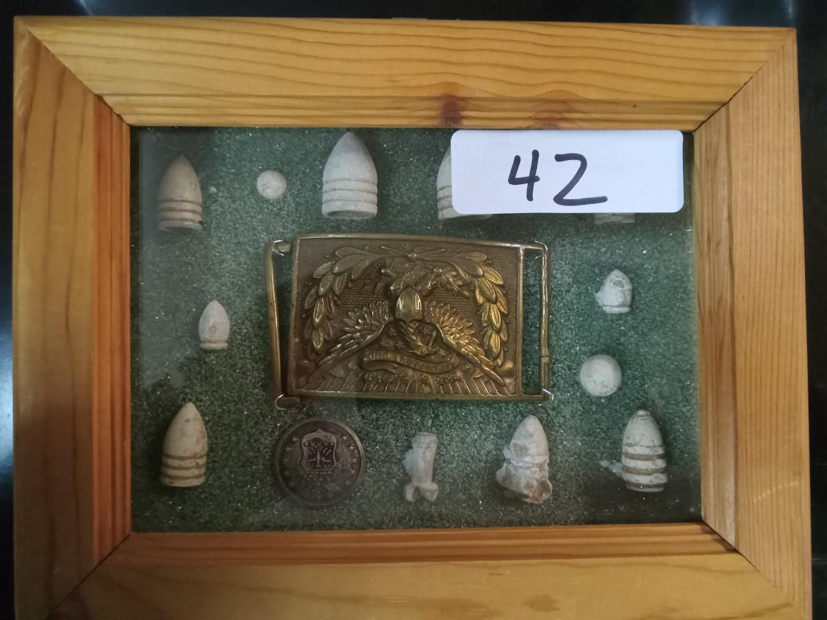 Civil War Relics in frame | EstateSales.org