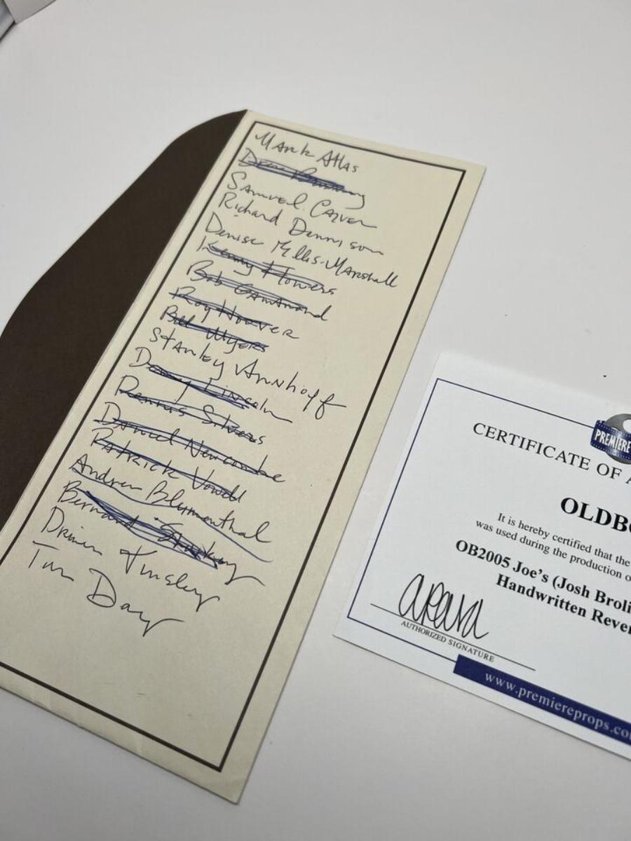 Josh Brolin screen Used Revenge List Prop From Spike Lee’s Oldboy ...