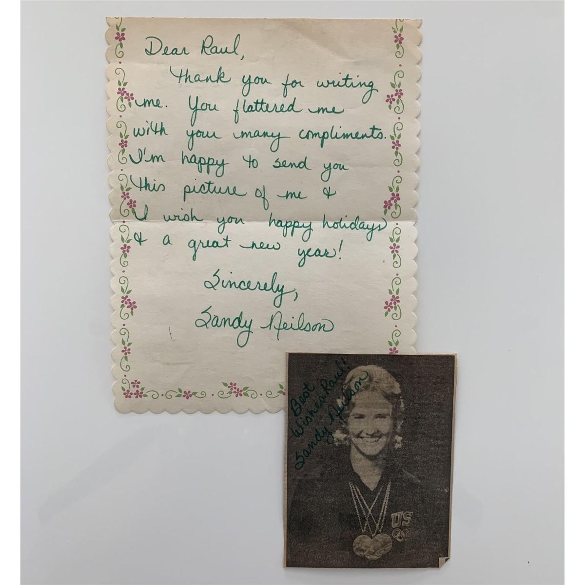 Olympian Sandy Neilson handwritten and signed letter and signed photo ...