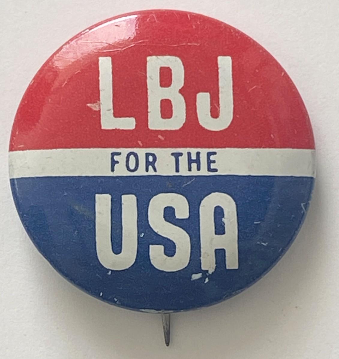 36th POTUS Lyndon B. Johnson campaign pin | EstateSales.org