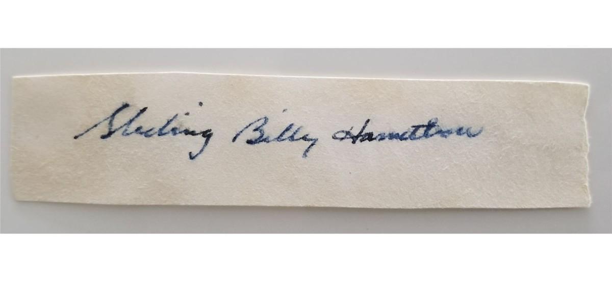 Sliding Billy Hamilton signature cut | EstateSales.org