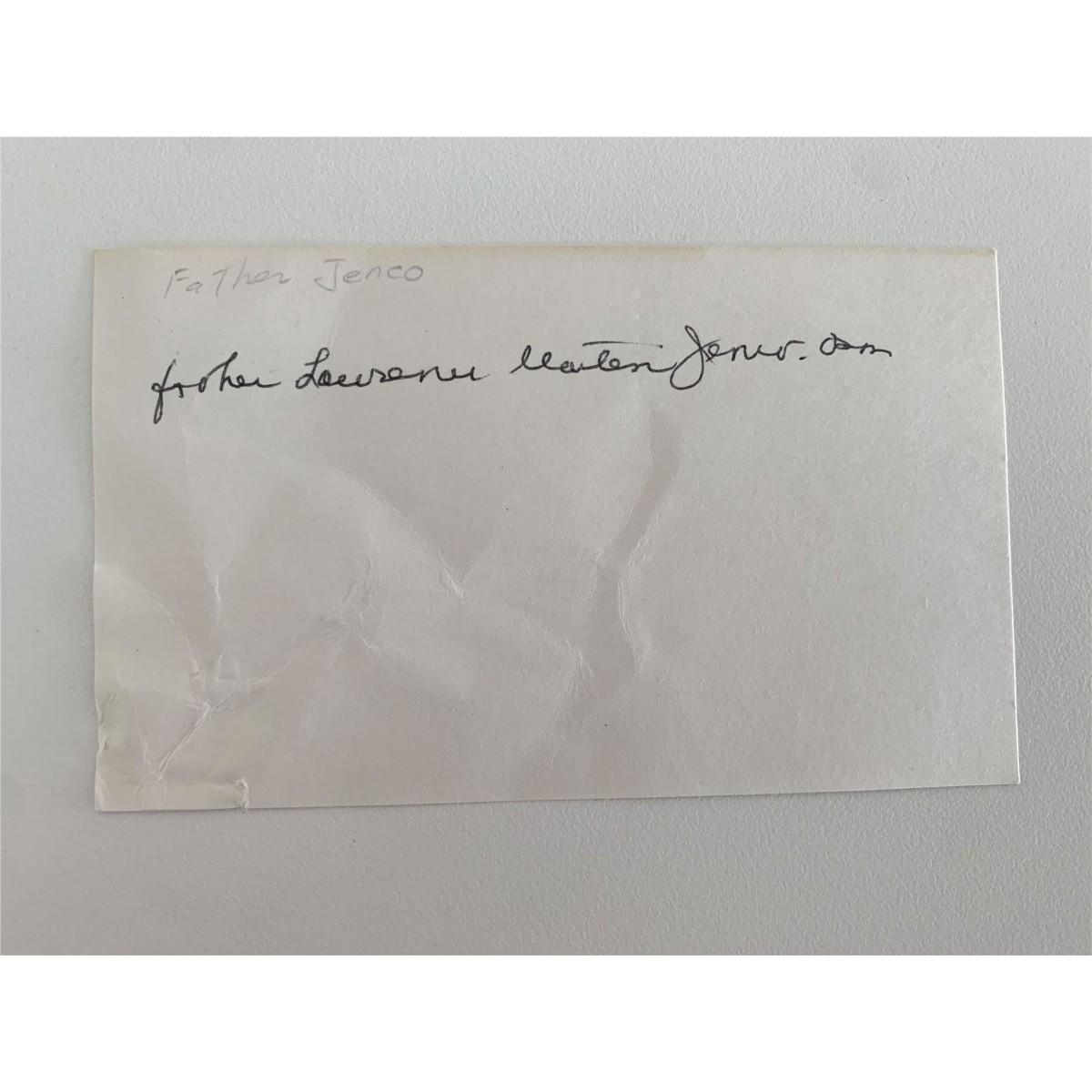 Catholic priest Father Lawrence Martin Jenco original signature ...