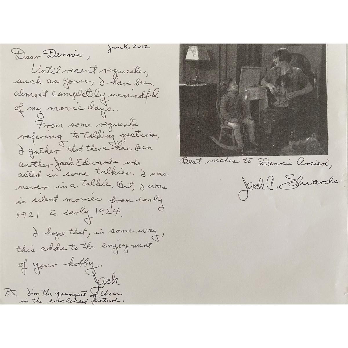 Jack C Edwards signed photocopied letter | EstateSales.org