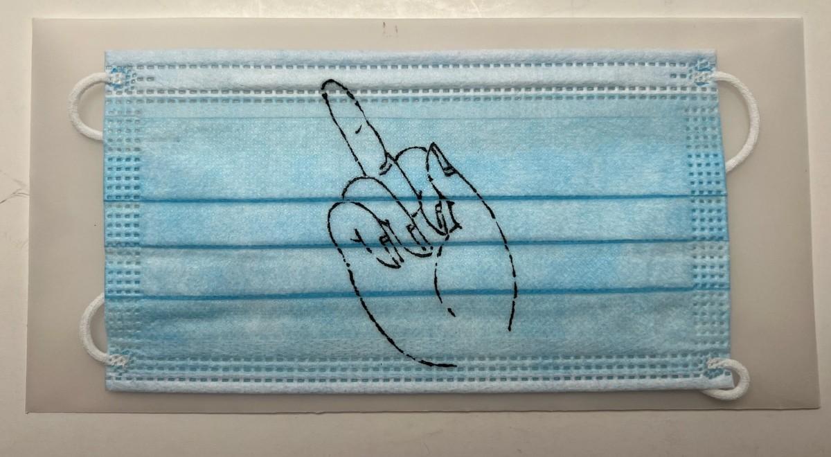 AI WEIWEI - WOMAN'S MIDDLE FINGER MASK - RARE - NEW IN CLEAR ENVELOPE ...