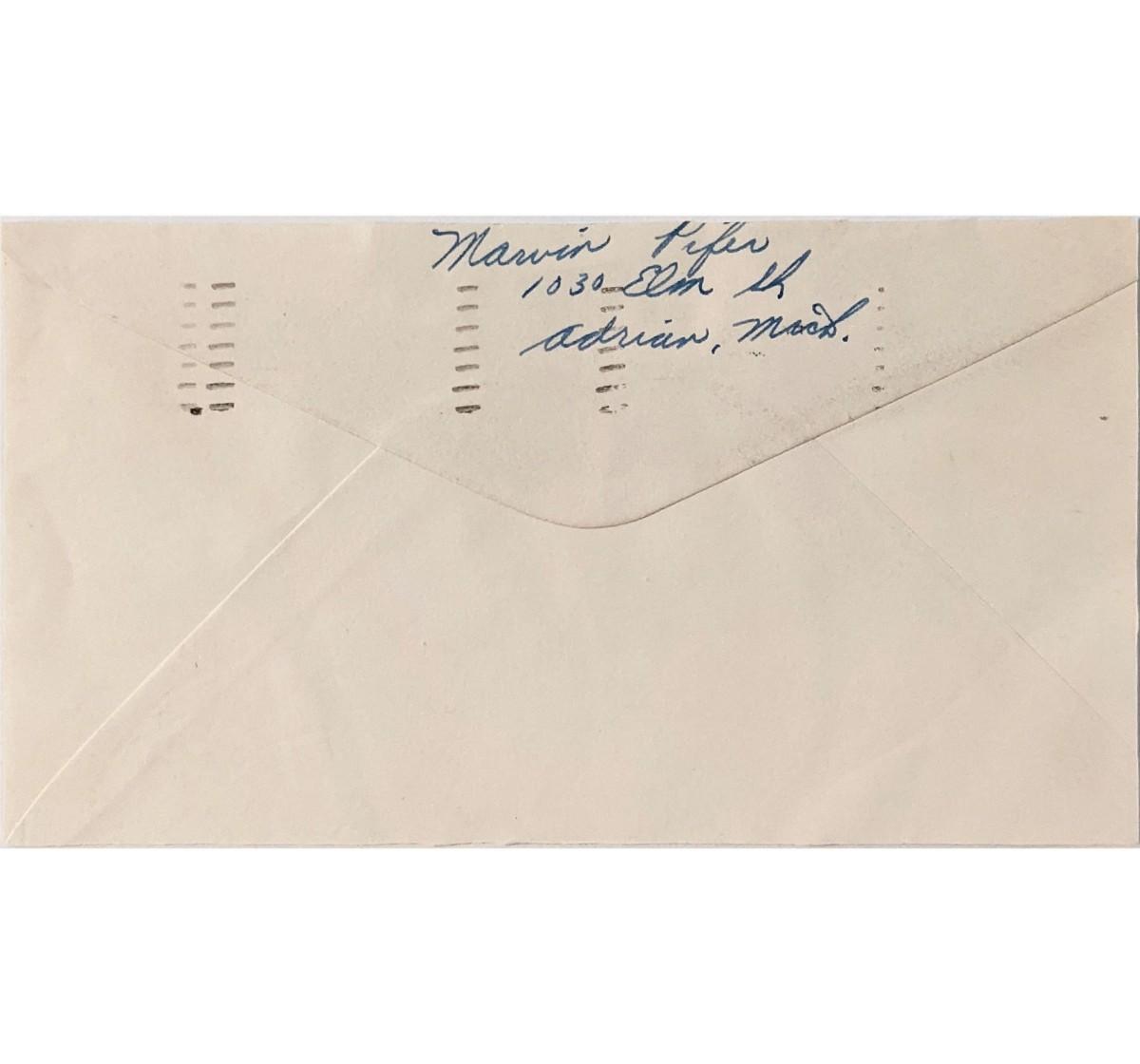 Racecar Driver Marvin Pifer signed envelope | EstateSales.org