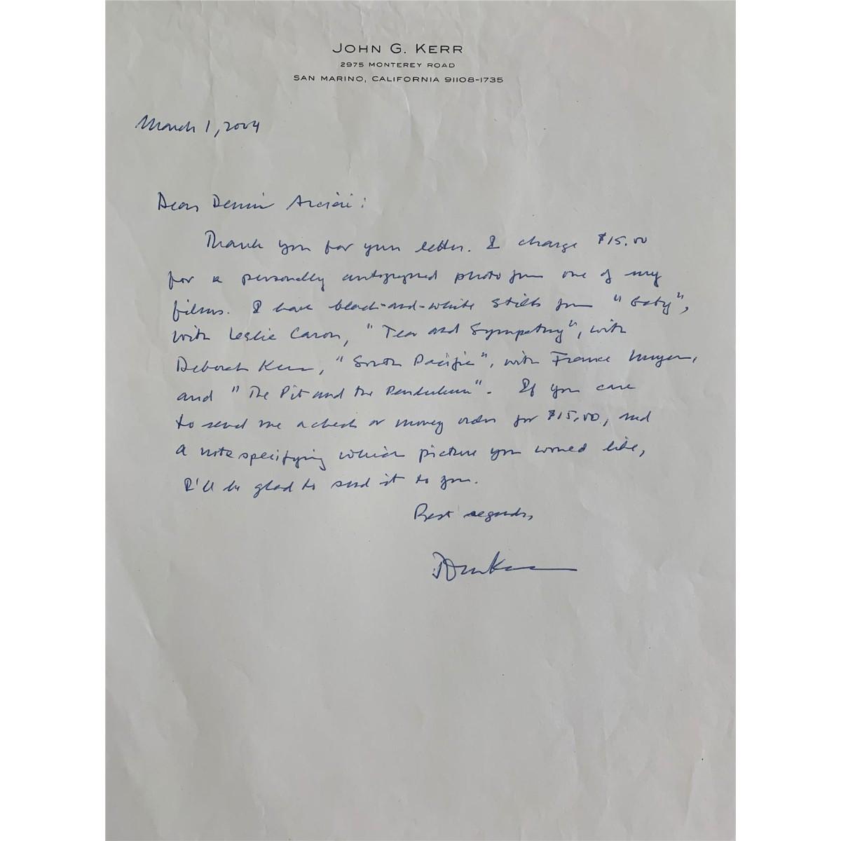 John Kerr Signed Letter | EstateSales.org