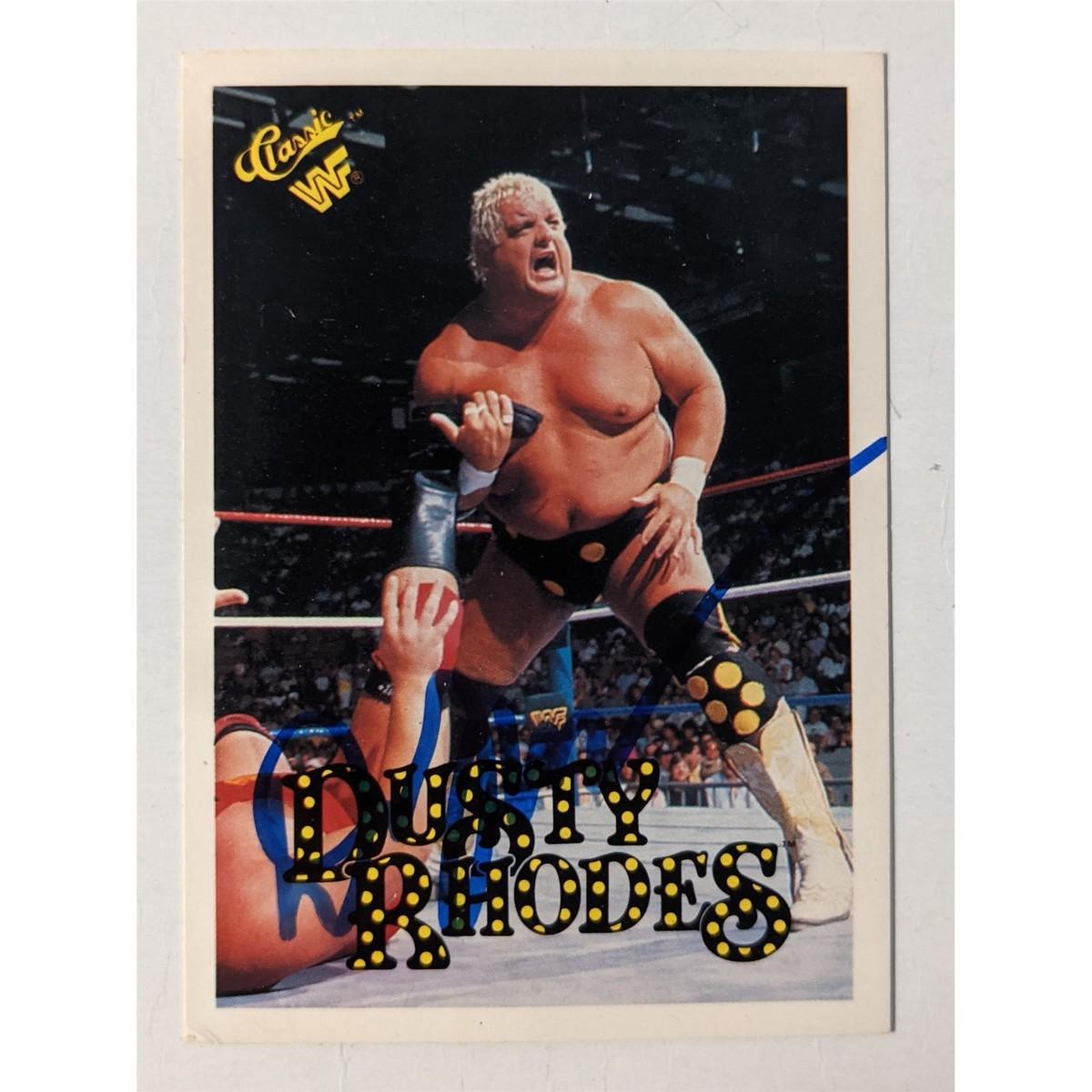Dusty Rhodes Signed WWF Trading Card | EstateSales.org