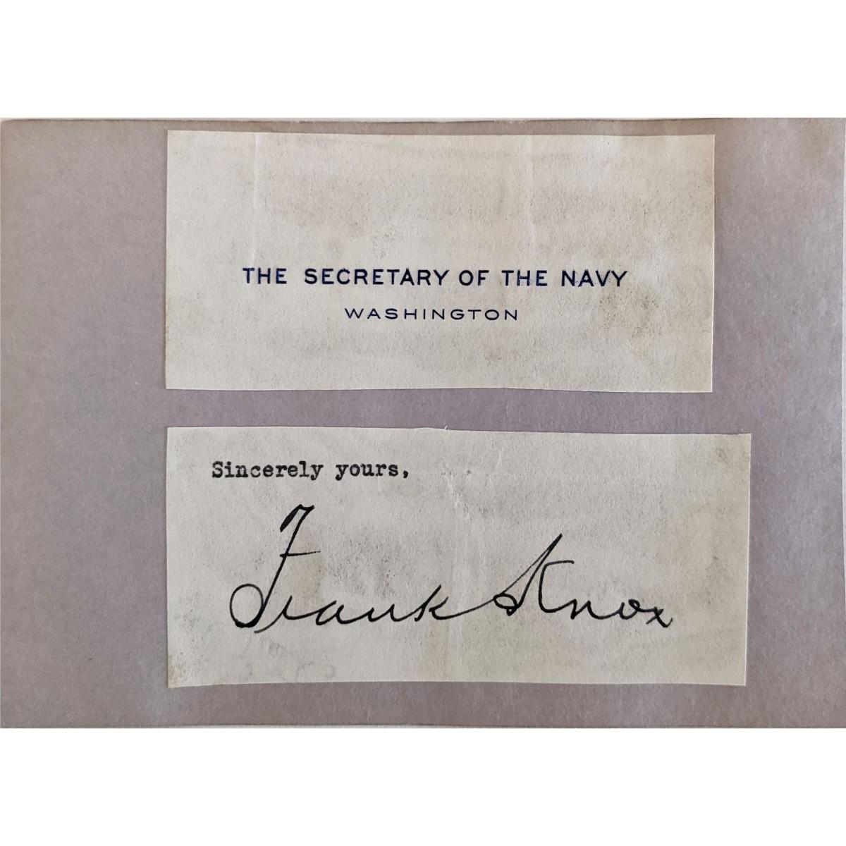 Secretary of the Navy Frank Knox original signature | EstateSales.org