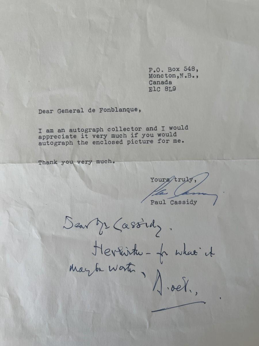 Paul Cassidy signed letter | EstateSales.org