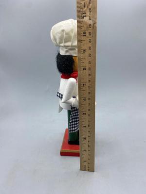 Wood Chef Nutcracker Figurine with Wine and Pasta | EstateSales.org