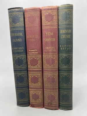 Vintage Book Set of American Classics Treasure Island, Tom Sawyer ...
