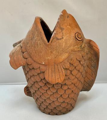 Terra Cotta Pottery Fish Garden Statue Planter Pot Open Mouth ...