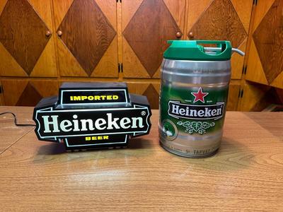 LIGHTED HEINEKEN SIGN AND KEG ADVERTISING | EstateSales.org