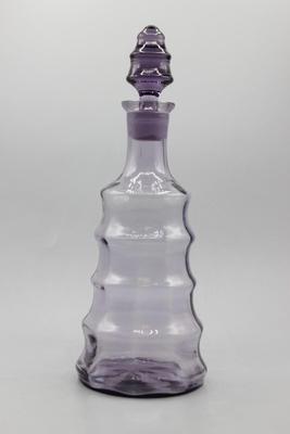 Retro Clear Purple Glass Ribbed Modern Mid Century Decanter Decor ...