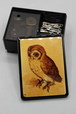 Retro Owl Art Portrait Windup Music Box Trinket Plastic Jewelry Box ...