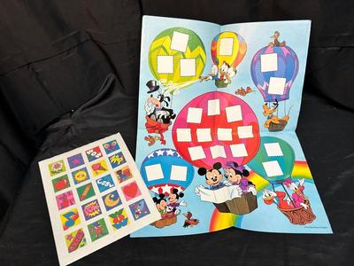 Disney Poster with Colorful Stamps Mickey Minnie Donald Goofy Pluto in ...