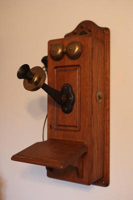 Antique Kellogg Oak Case Wall Phone (see description) | EstateSales.org
