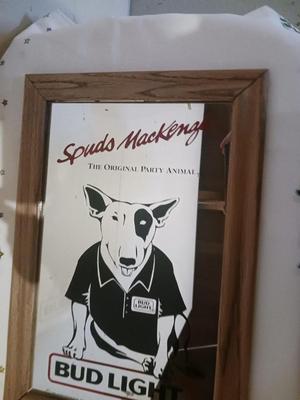 SPUDS MACKENZIE MIRRORED BUD LIGHT SIGN | EstateSales.org