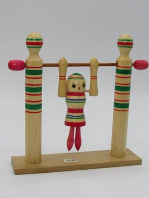 Japanese Wooden Yajirou Acrobat Toy Folk Art Twirling Toy | EstateSales.org