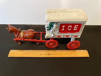 LOT 119J: Cast Iron Horse Drawn Ice Carriage | EstateSales.org