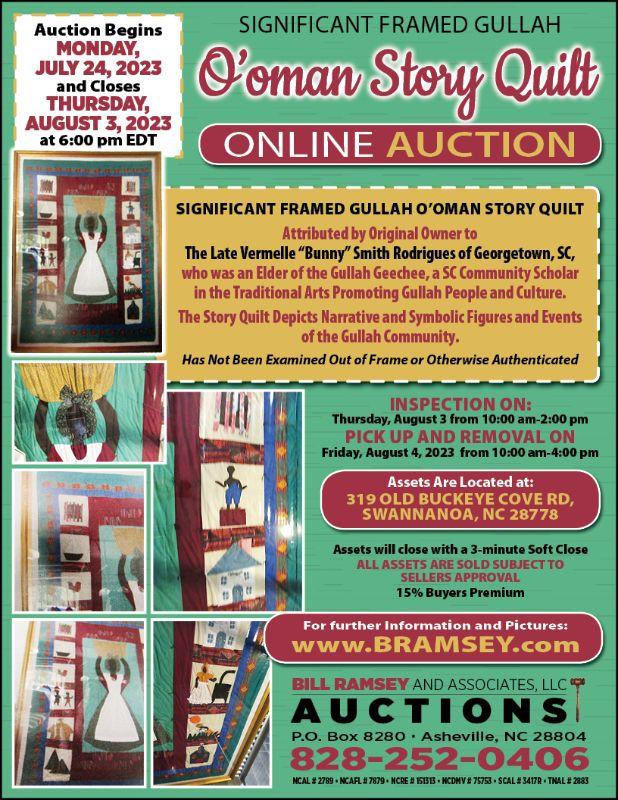 Significant Framed Gullah O’oman Story Quilt | EstateSales.org