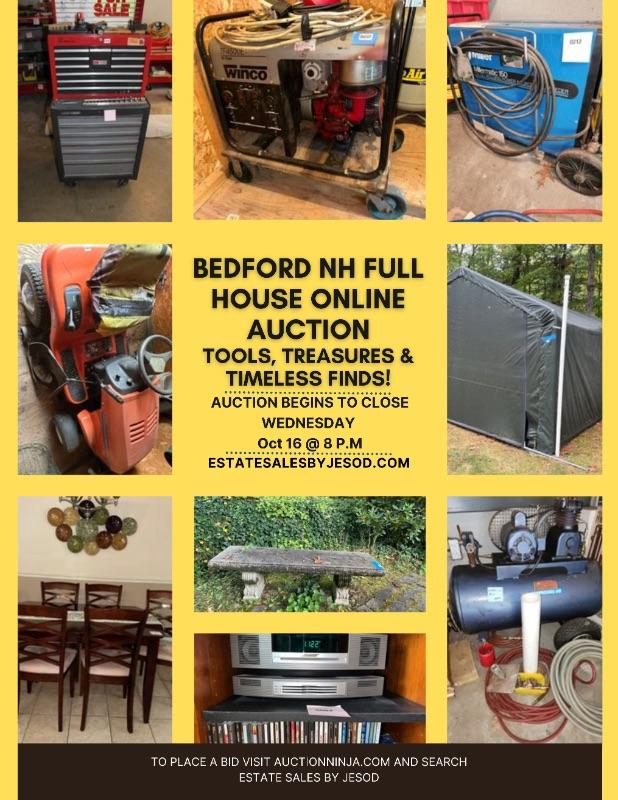 BEDFORD NH FULL HOUSE ONLINE AUCTION: TOOLS, TREASURES & TIMELESS FINDS ...