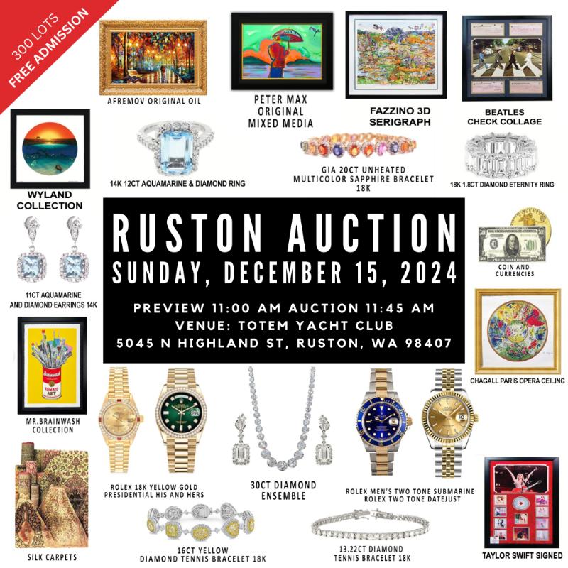 Fine Art, Jewelry, and Memorabilia Auction at Ruston, WA- Sunday ...