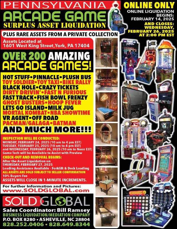 Arcade Surplus Liquidation | EstateSales.org